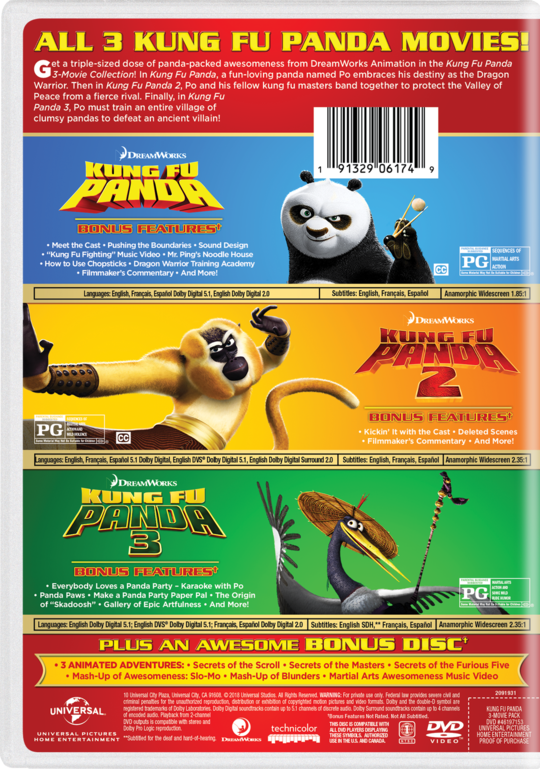 Kung Fu Panda 3 Movie Collection Blu Ray Digital Copy